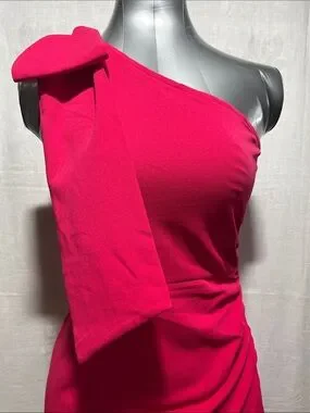 PrettyGarden | Dresses | Oneshoulder Raspberry Pink Evening Dress With ...
